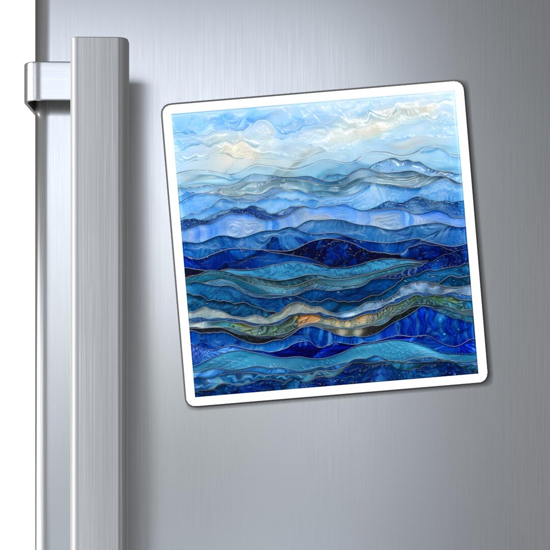 Blue Ocean Waves Magnet for Refrigerator Decor for Kitchen Magnet Artsy ...