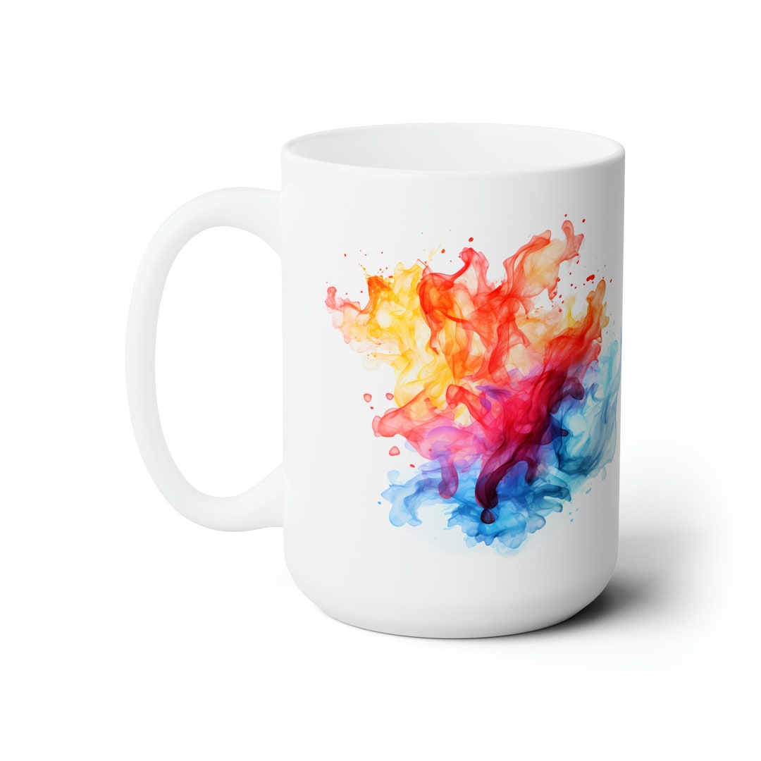 Bright Colorful Smoke Mug, 15 Oz., Smoky Coffee Mug, Bright Kitchen ...
