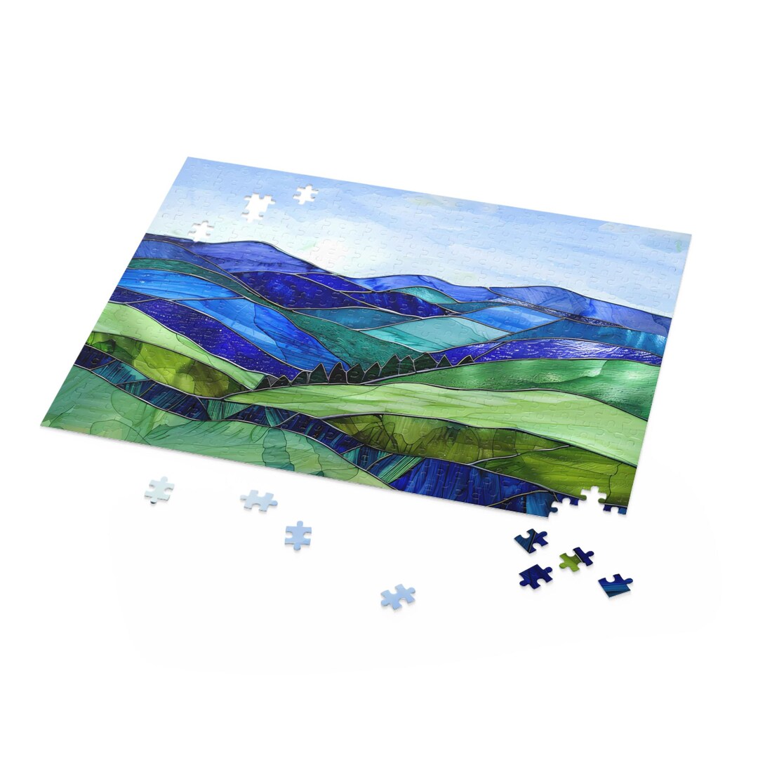 Blue Ridge Mountain Stained Glass Print Puzzle Blue Ridge Mountain ...