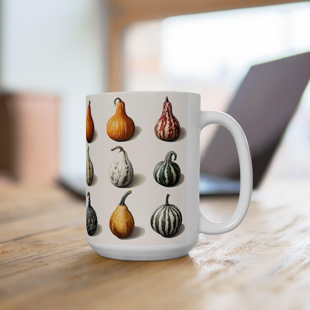 Gourds Mug, 15 Oz., Colorful Gourds Coffee Mug, Fall Gourds, Gourd ...