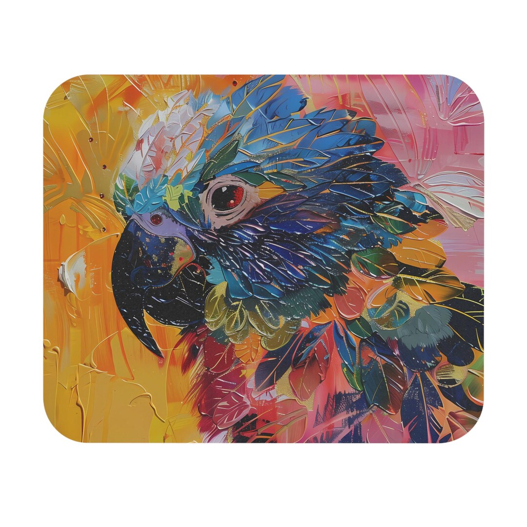 Colorful Parrot Mouse Pad, Tropical Bird Mouse Pad, Bird Art, Parrot ...