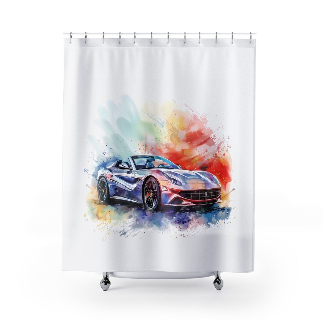 Sports Car Shower Curtain Race Car Shower Curtain Man's Shower Curtain ...