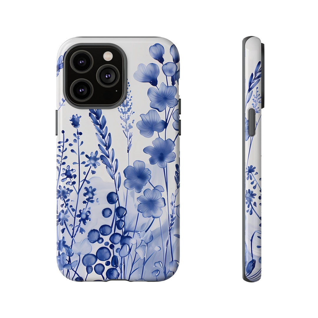 Blue Watercolor Wildflower Tough Phone Case Blue Watercolor Wildflower ...