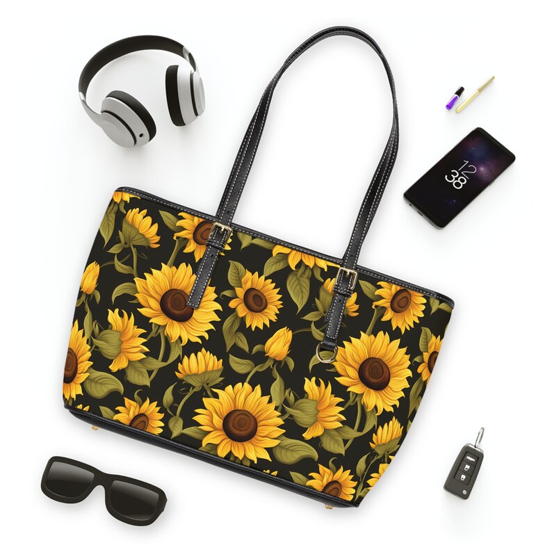 Sunflower Leather Shoulder Bag Sunflower Purse Sunflower Pocketbook ...