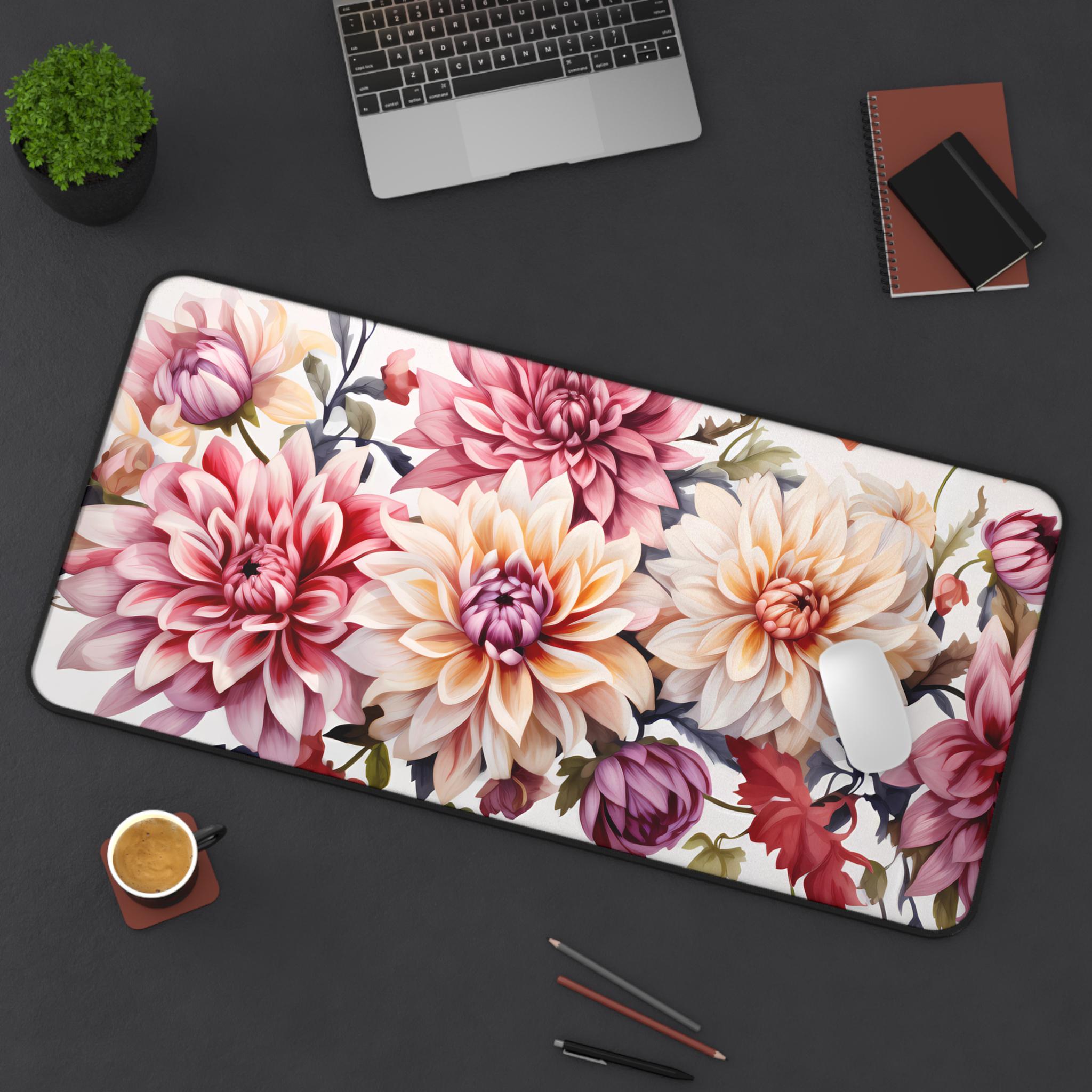 Dahlias Desk Mat Dahlia Lover Desk Mat Summer Floral Desk Mat Shades of ...