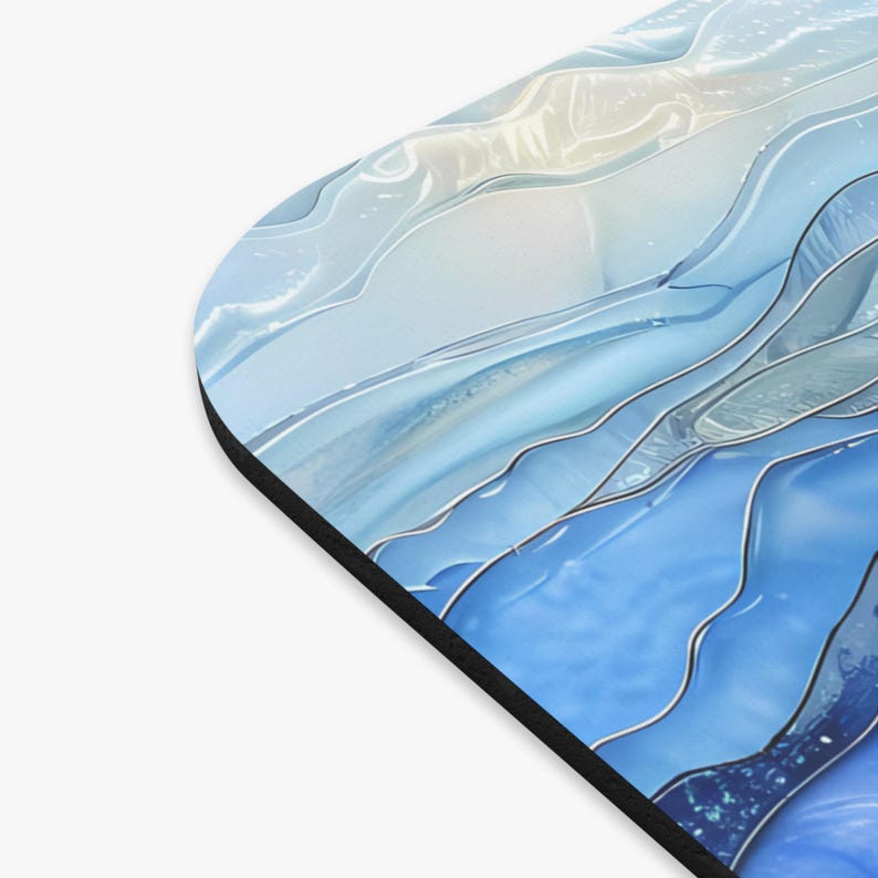 Blue Ocean Waves Mouse Pad Stained Glass Print Mouse Pad Gift for ...