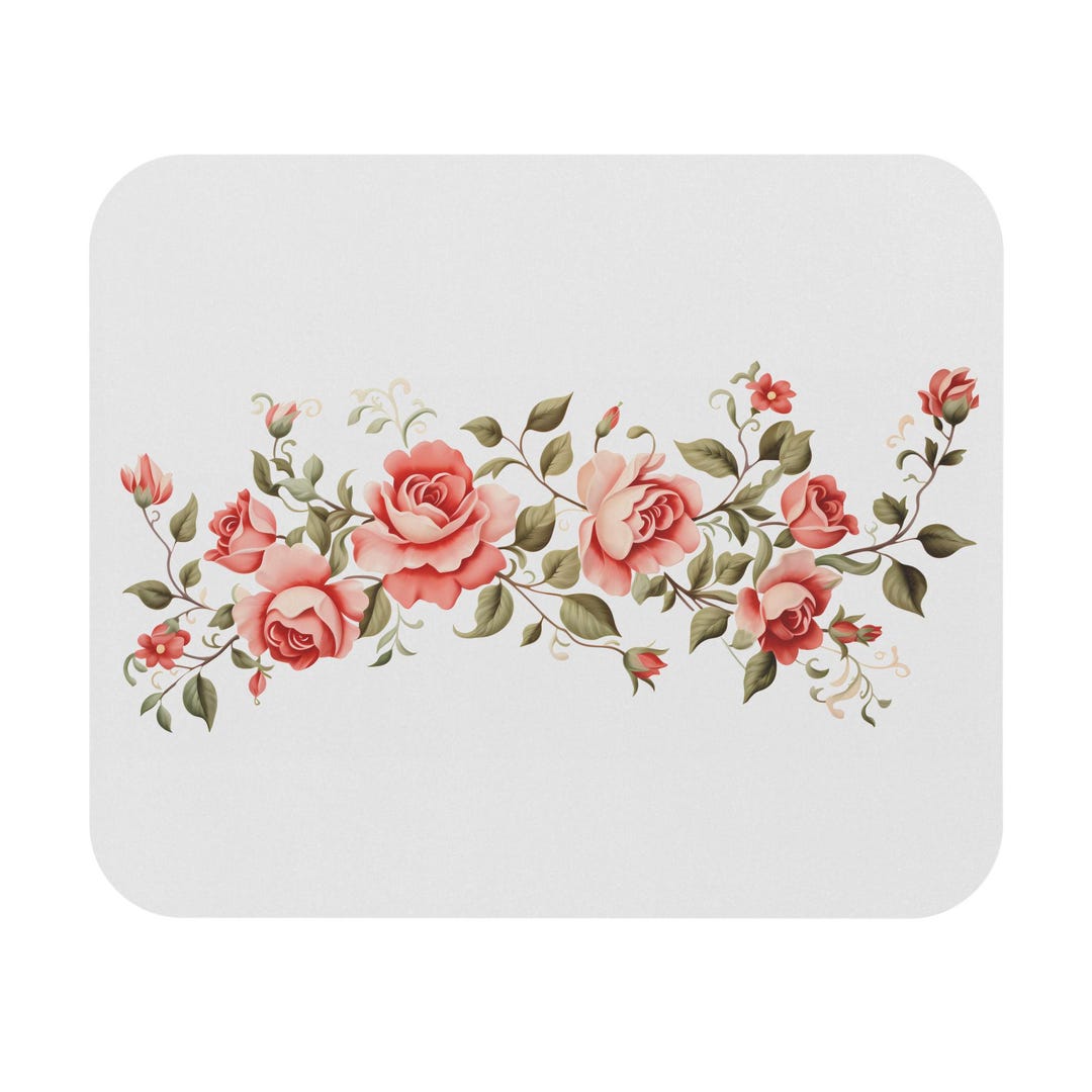 Pink Roses Mouse Pad Pink Floral Mouse Pad Rose Lover Mouse Pad June ...