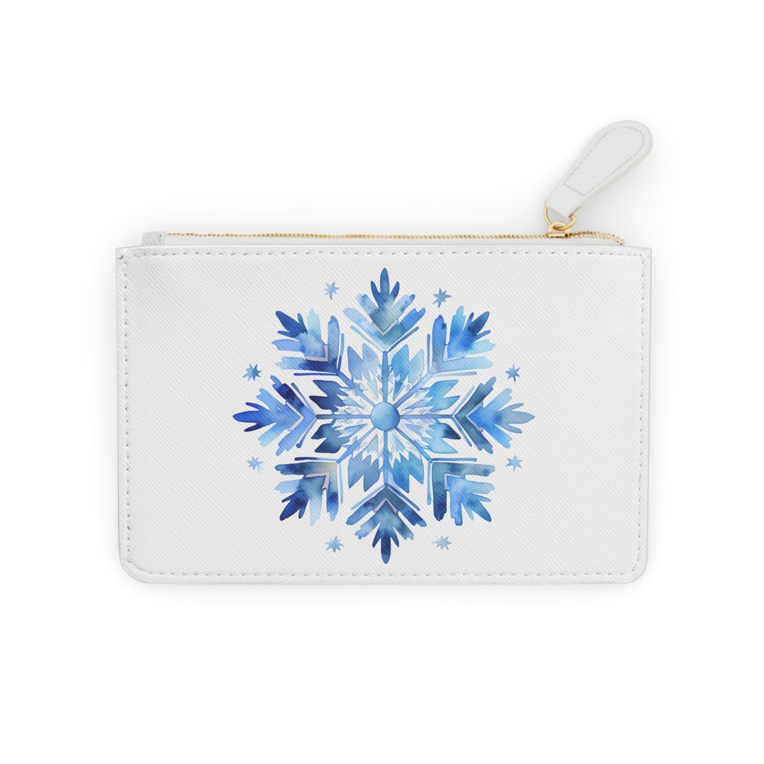 Snowflake Mini Clutch Bag Snowflake Purse Winter Clutch Bag Winter Purse Blue Snowflake Bag Blue ...