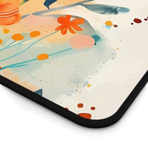 Orange Floral Watercolor Print Desk Mat Orange Flower Desk Mat Orange ...