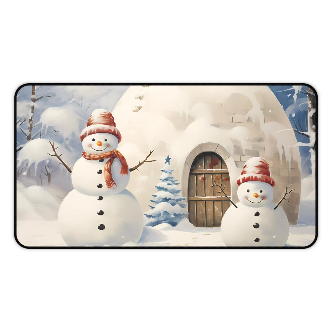 Snowmen Desk Mat, Christmas Desk Mat, Winter Desk Mat, Xmas Desk Mat ...