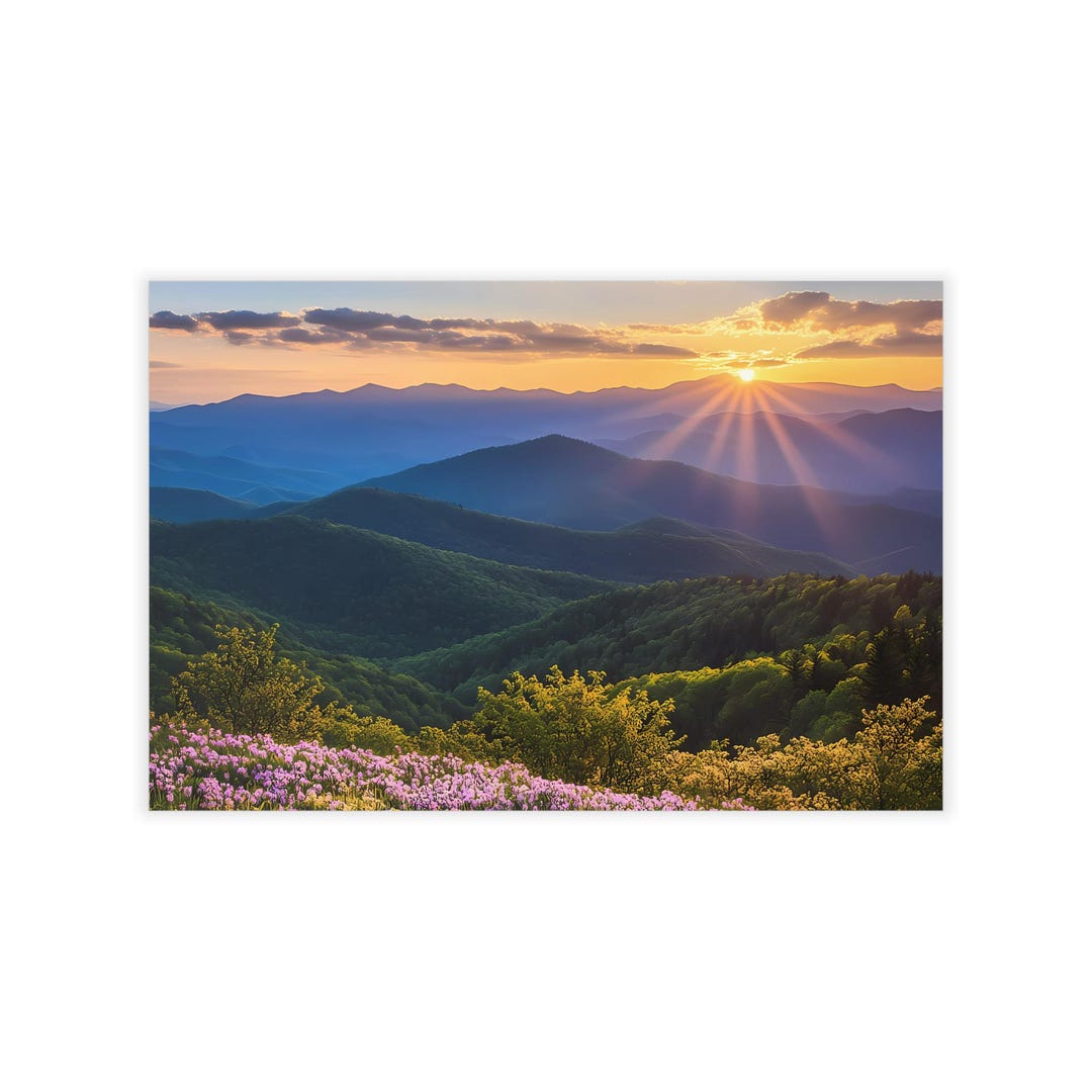 Blue Ridge Mountain Sunrise Wall Decal Blue Ridge Mountain Art Decal ...