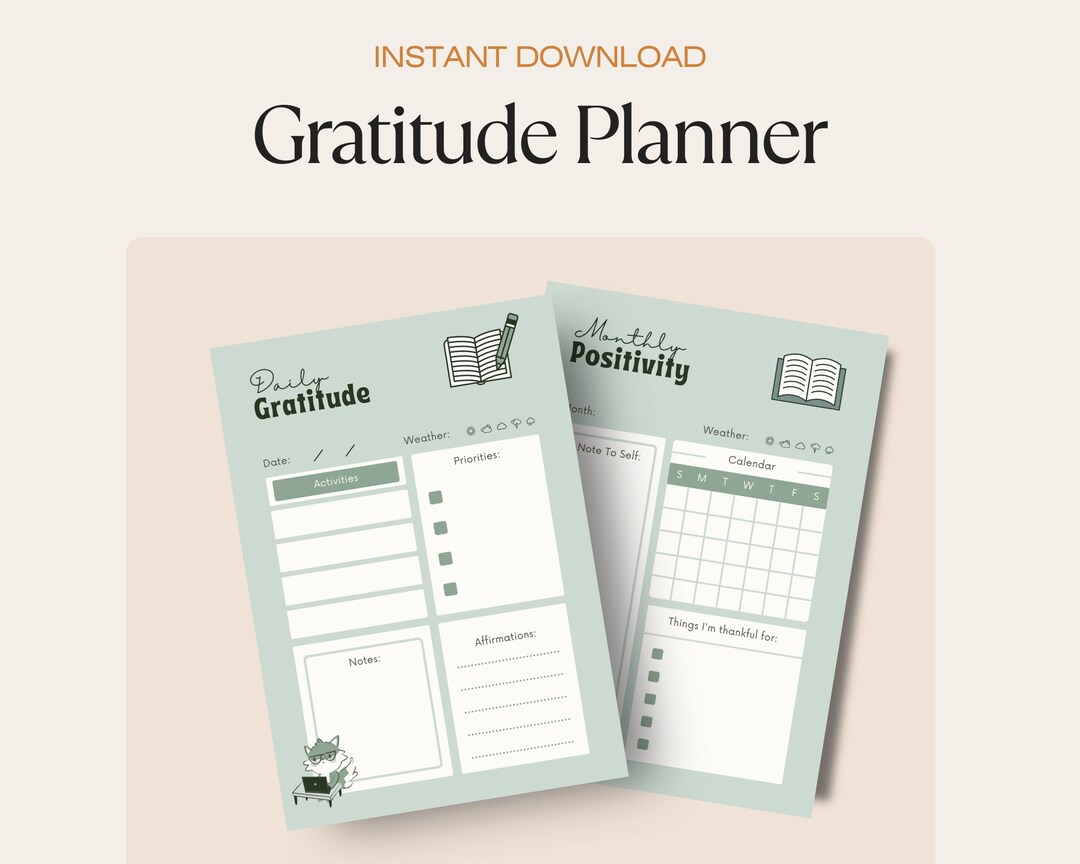 Gratitude Planner Digital Planner Anxiety Printables Self Love Selfcare ...