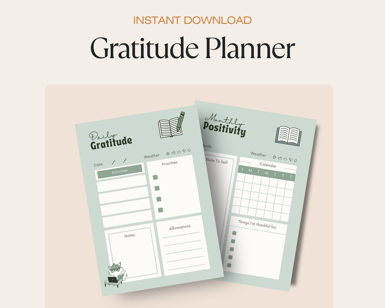 Gratitude Planner Digital Planner Anxiety Printables Self Love Selfcare ...