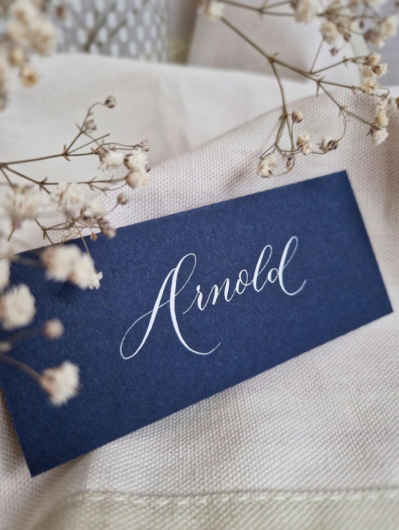 Luxury Handwritten Calligraphy Place Cards Navy Place Cards Modern ...