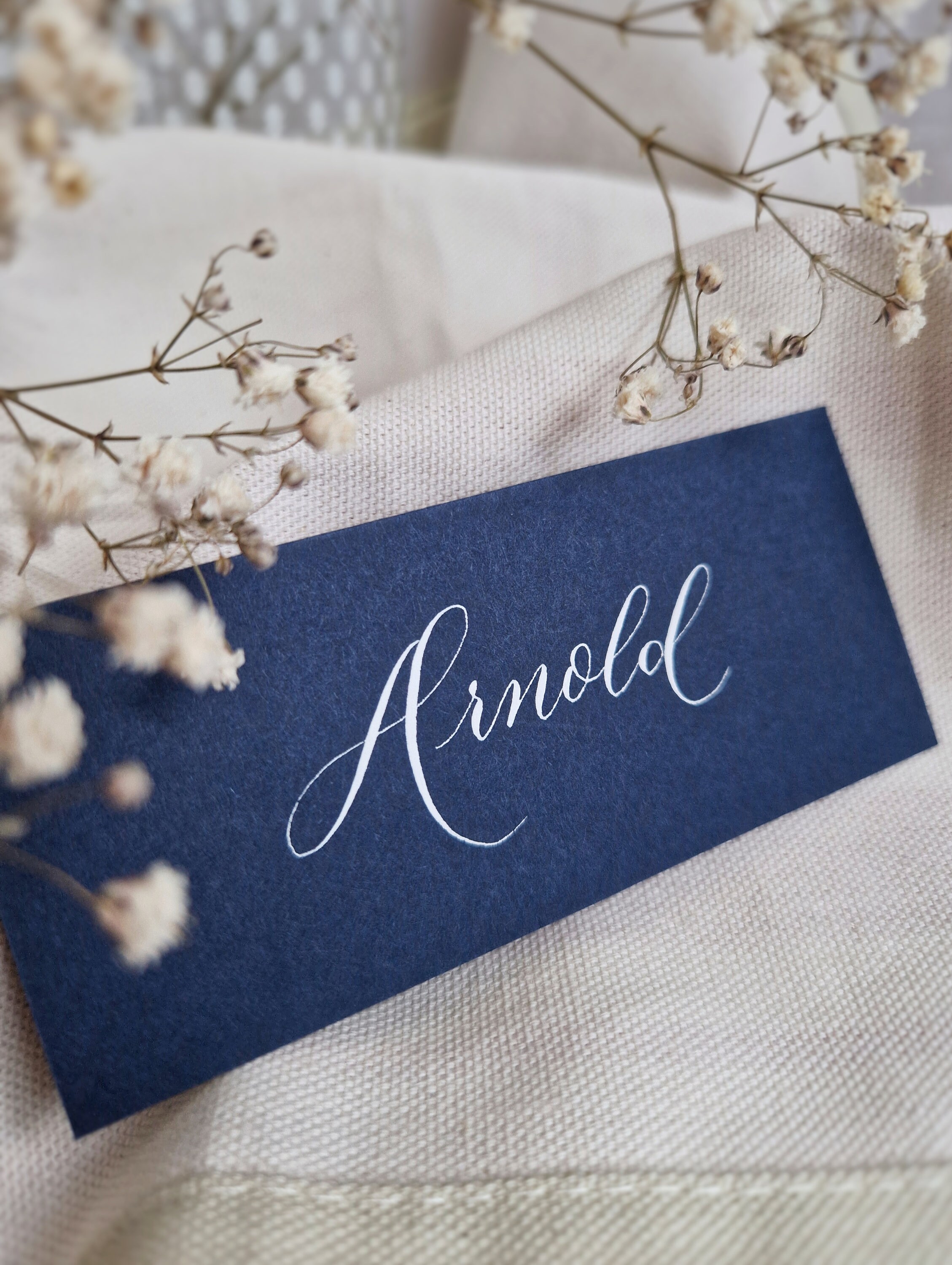 Luxury Handwritten Calligraphy Place Cards Navy Place Cards Modern ...