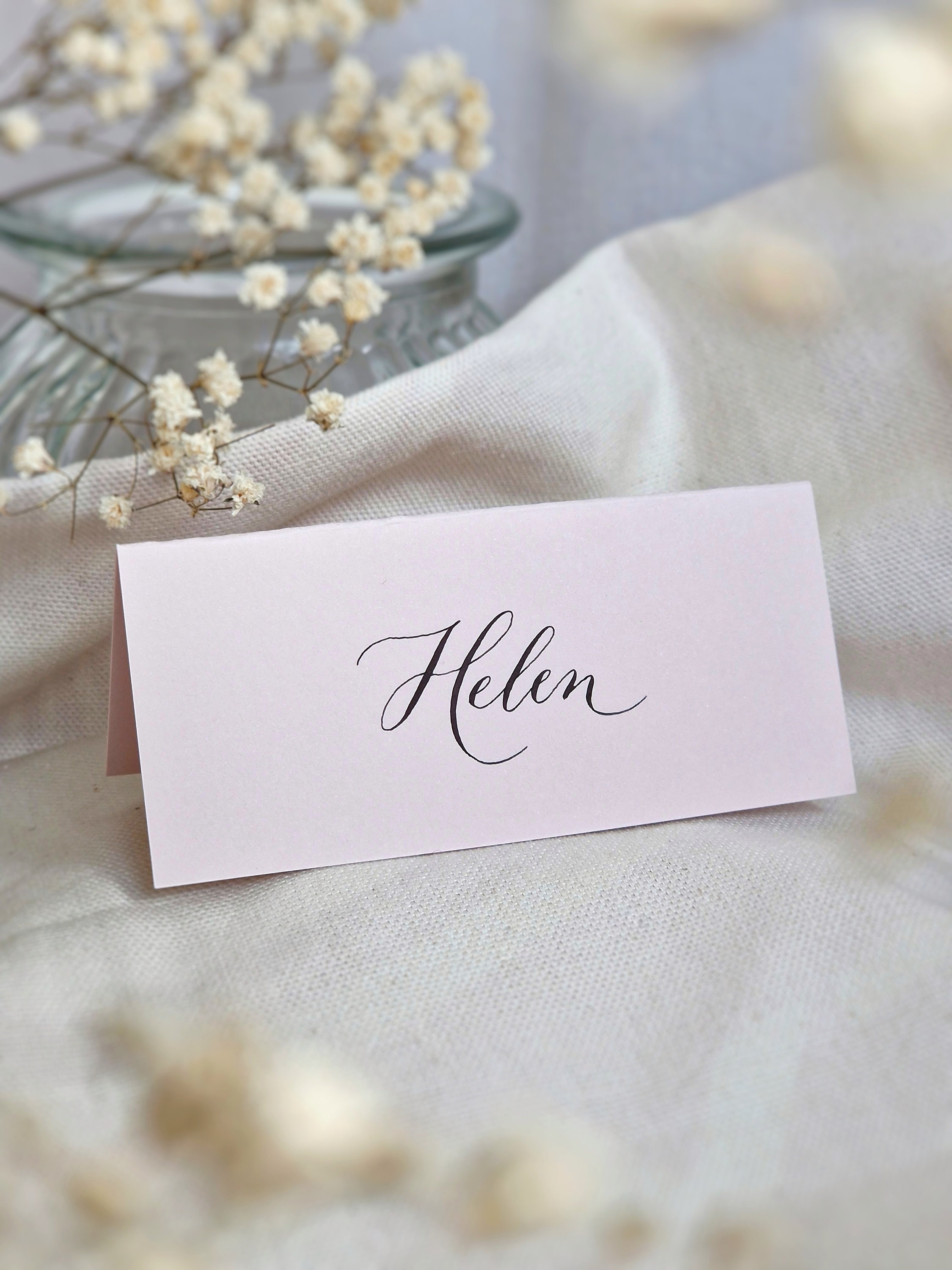 Luxury Handwritten Calligraphy Place Cards | Pink Place Cards | Modern ...