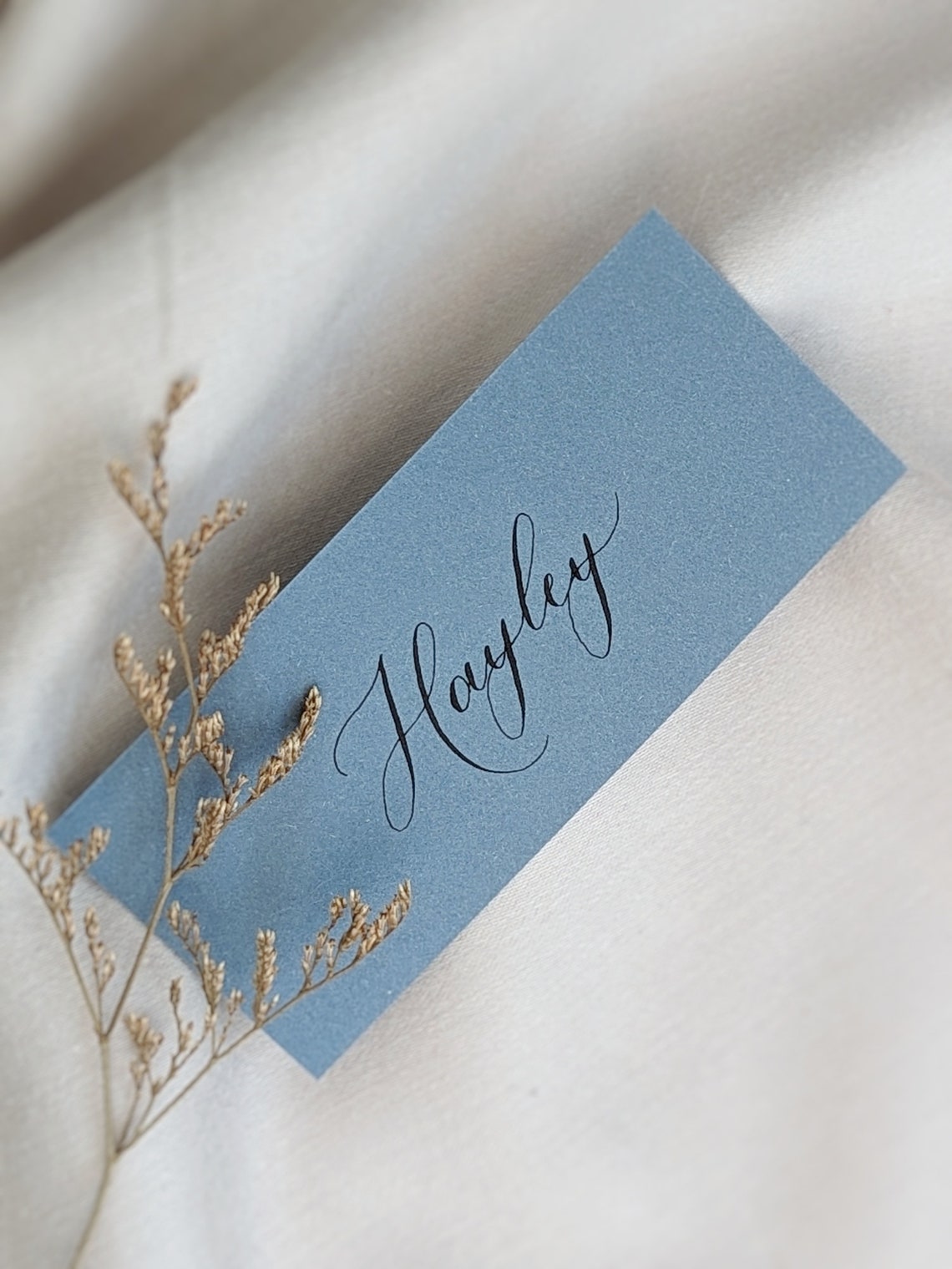 Luxury Handwritten Calligraphy Place Cards Blue Place Cards Modern ...