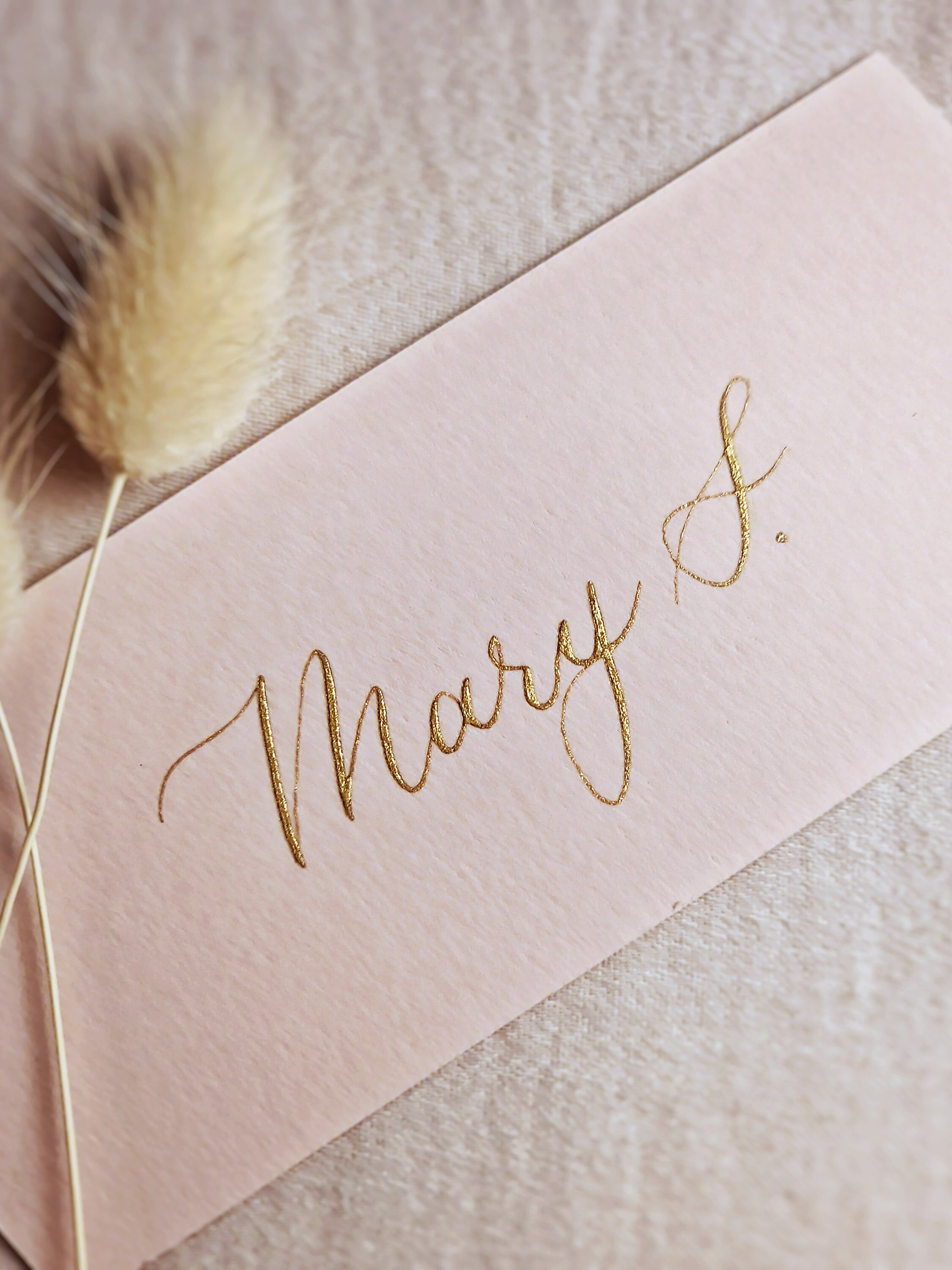 Luxury Handwritten Calligraphy Place Cards | Pink Place Cards | Modern ...