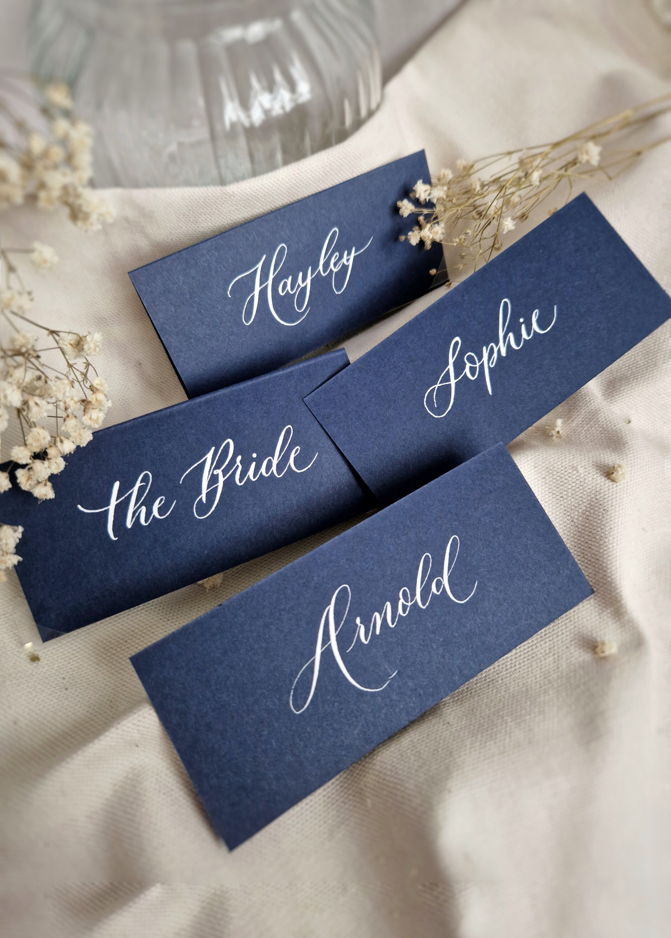 Luxury Handwritten Calligraphy Place Cards Navy Place Cards Modern ...