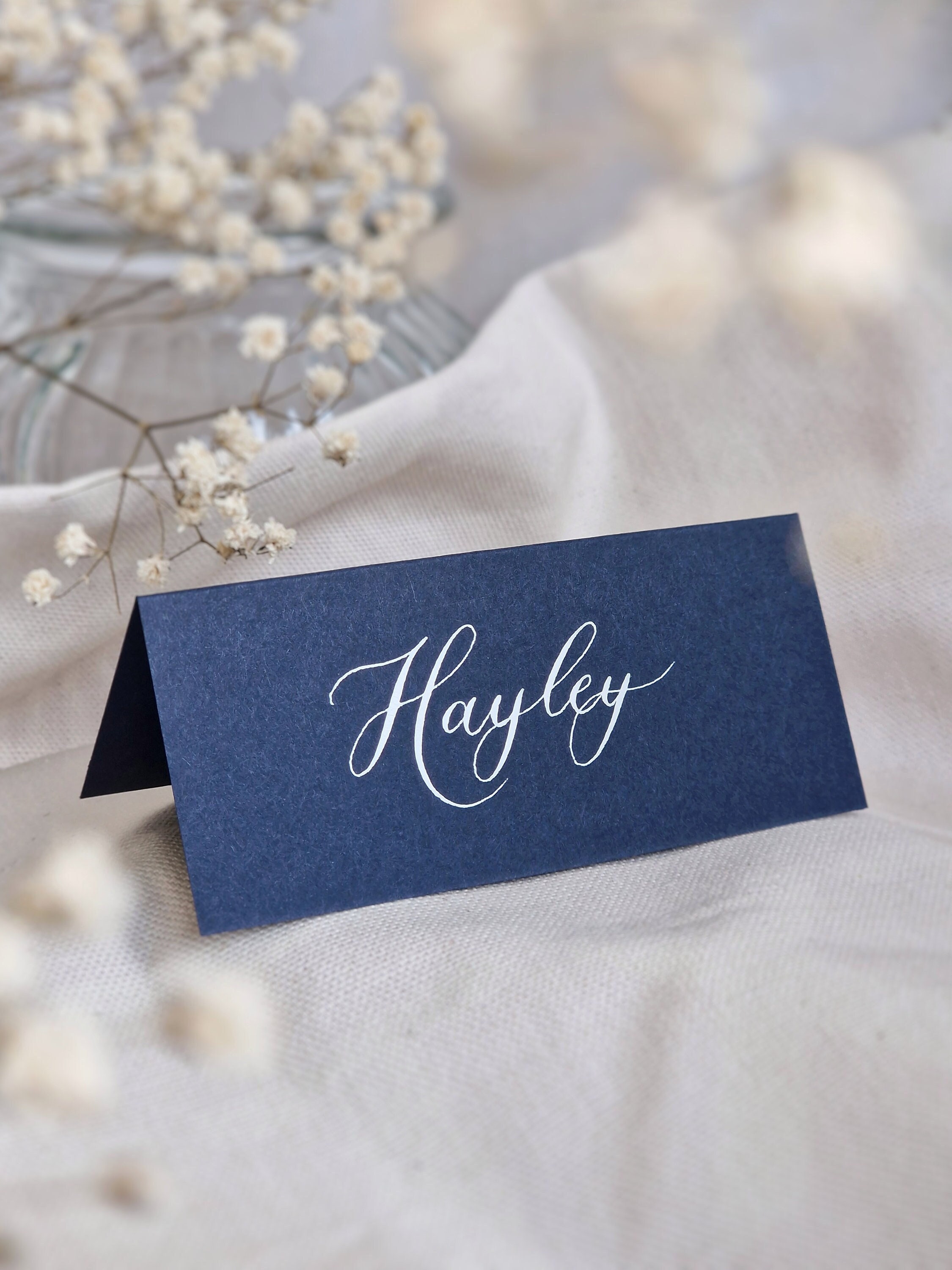 Luxury Handwritten Calligraphy Place Cards Navy Place Cards Modern ...