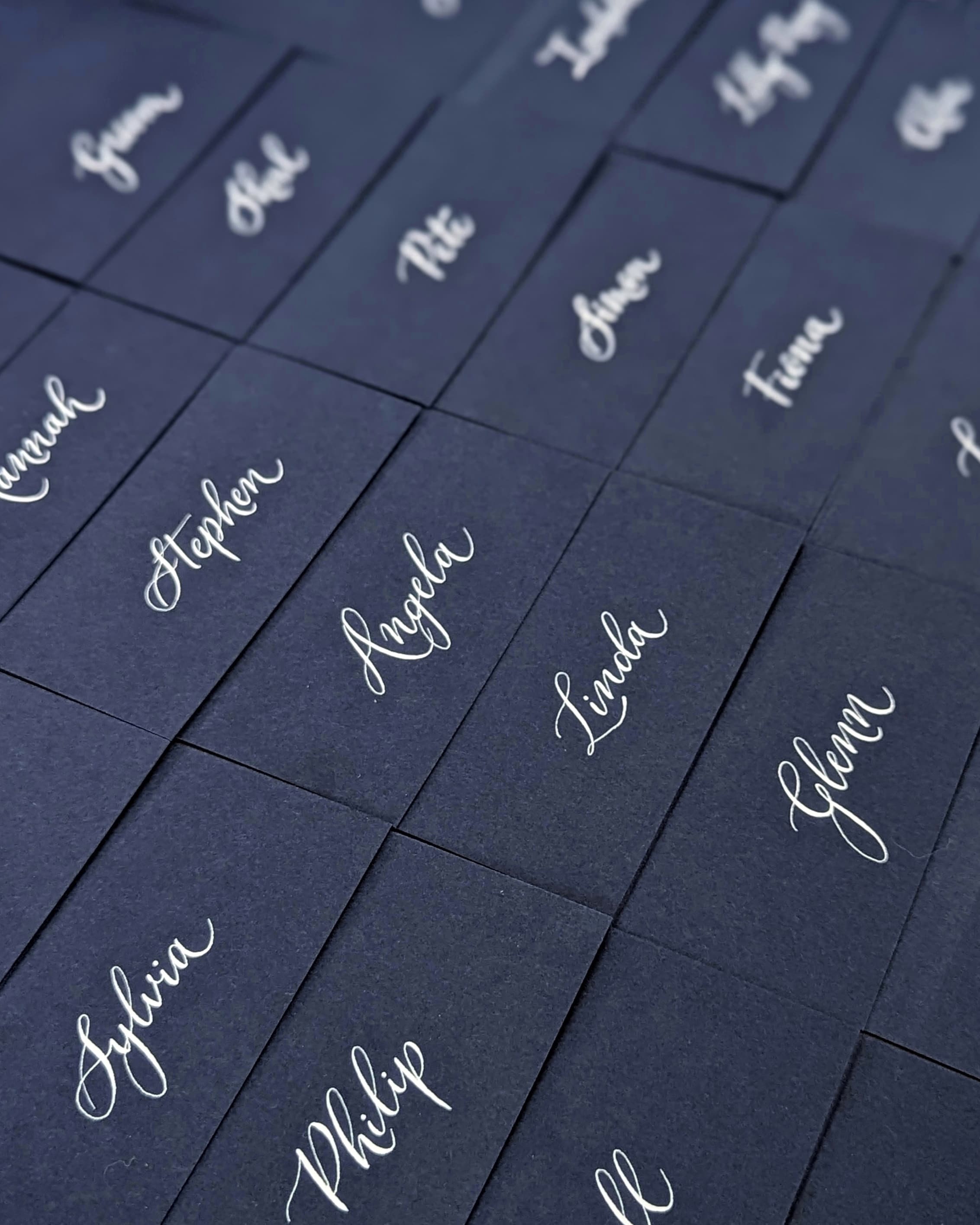Luxury Handwritten Calligraphy Place Cards Navy Place Cards Modern ...