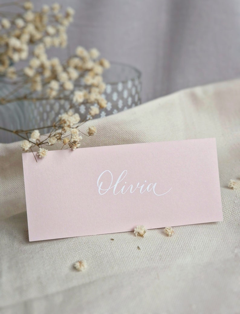 Luxury Handwritten Calligraphy Place Cards | Pink Place Cards | Modern ...