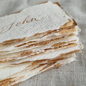 Handpainted Gold Edge Calligraphy Place Cards on Handmade Paper ...