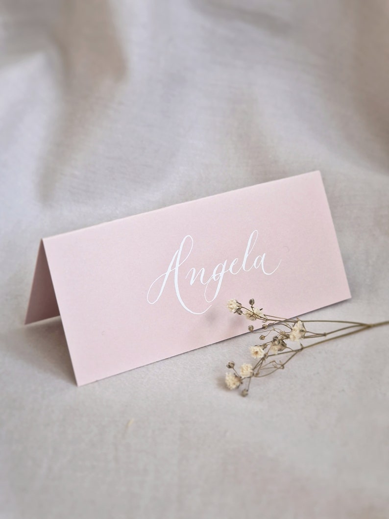 Luxury Handwritten Calligraphy Place Cards | Pink Place Cards | Modern ...