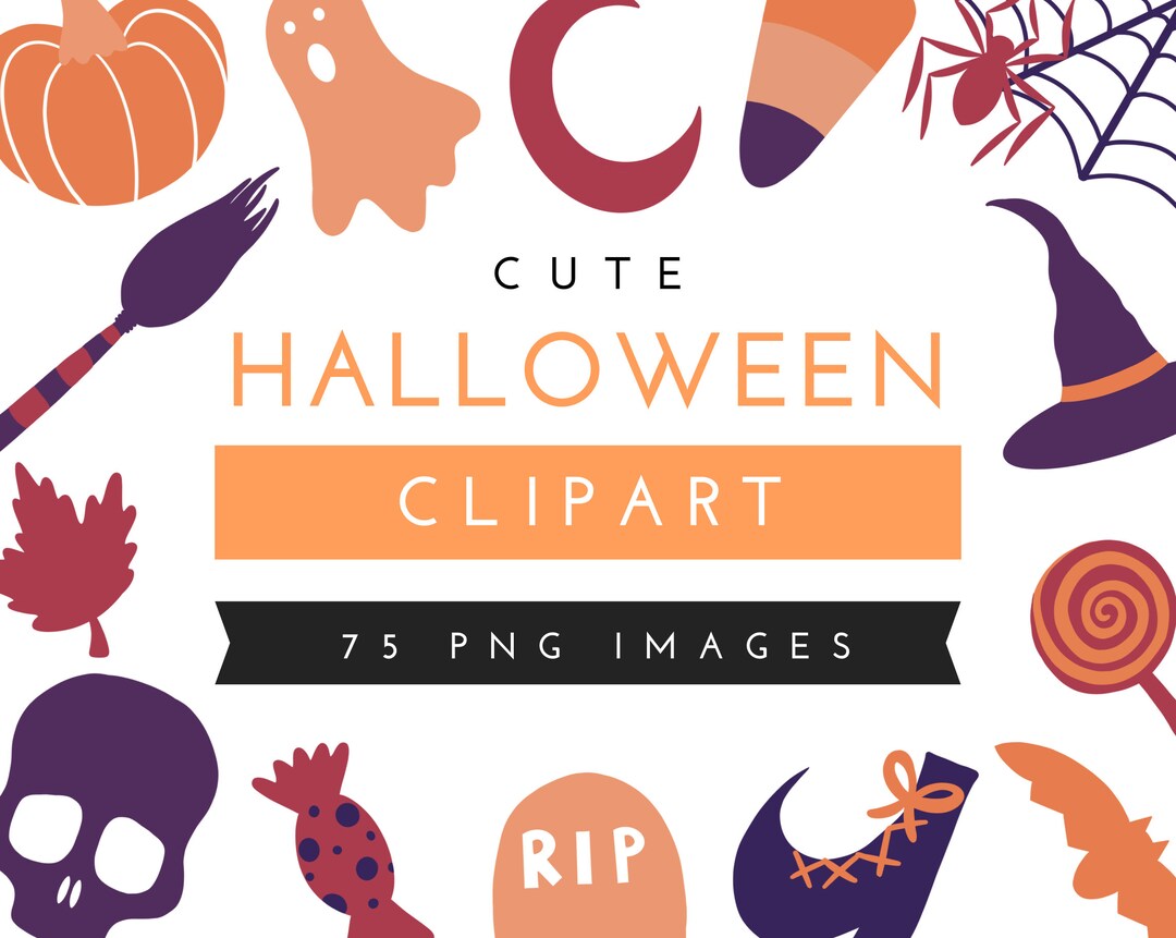 Cute Halloween Clipart Spooky Digital Clipart Commercial Use - Etsy