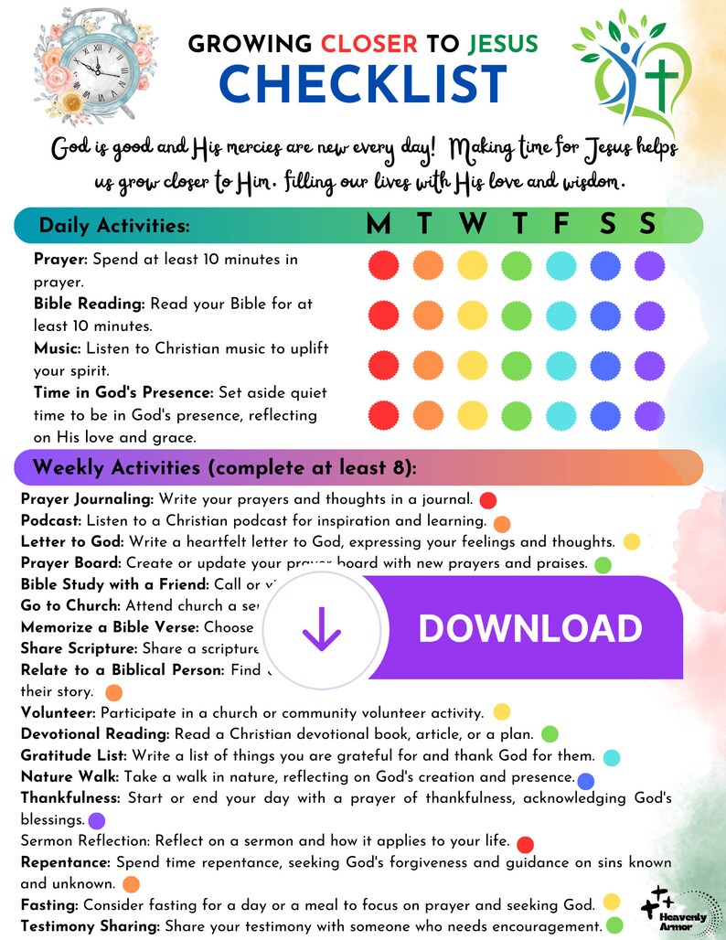 Grow Closer to God: Christian Weekly Checklist With 16 Essential ...
