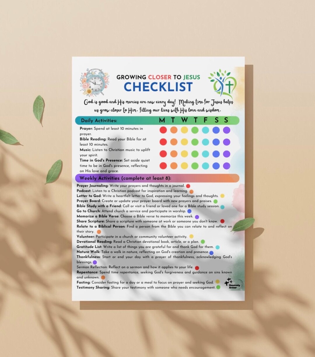 Grow Closer to God: Christian Weekly Checklist With 16 Essential ...