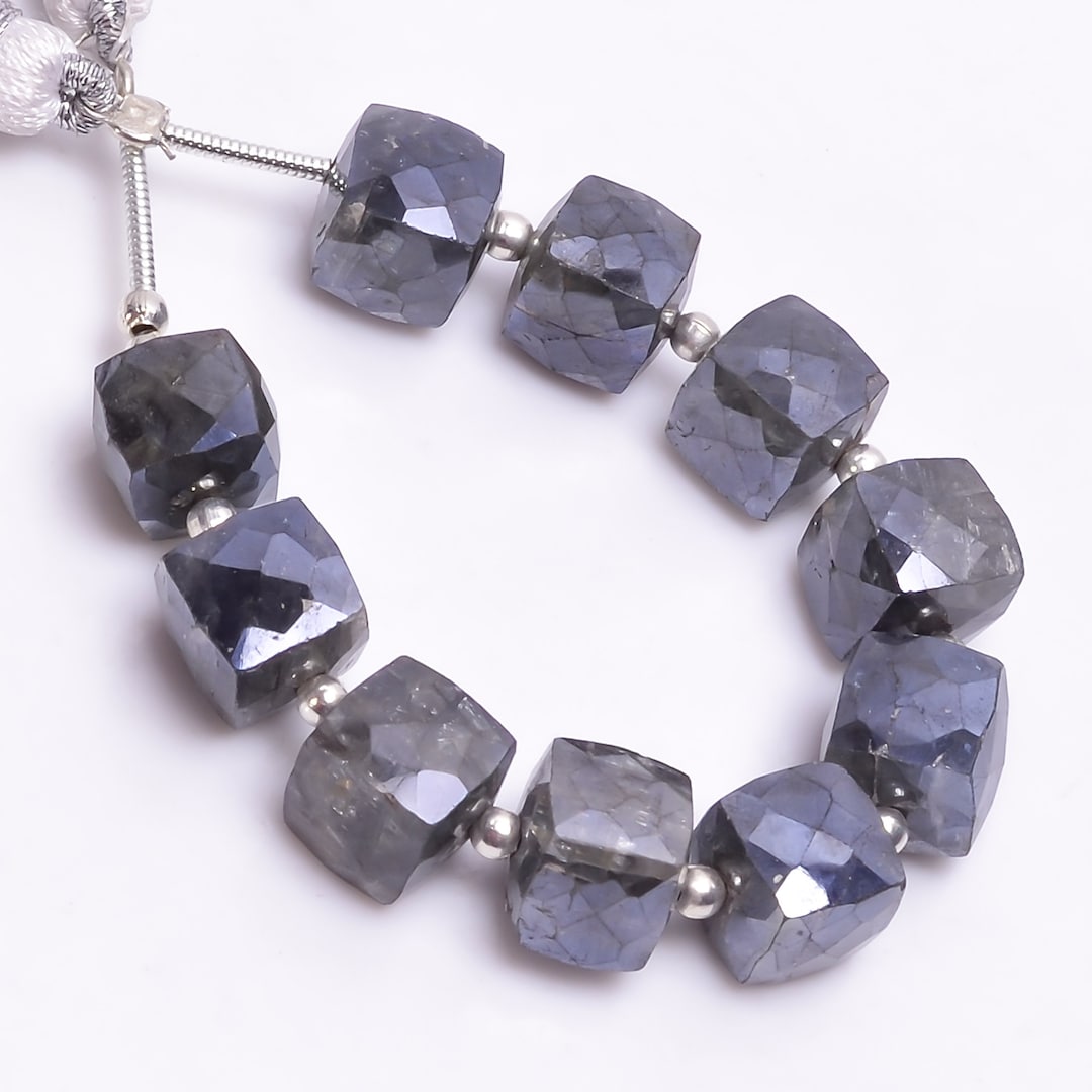 Black Silverite Gemstone Box Shape Silverite 4"inch Strand Faceted ...