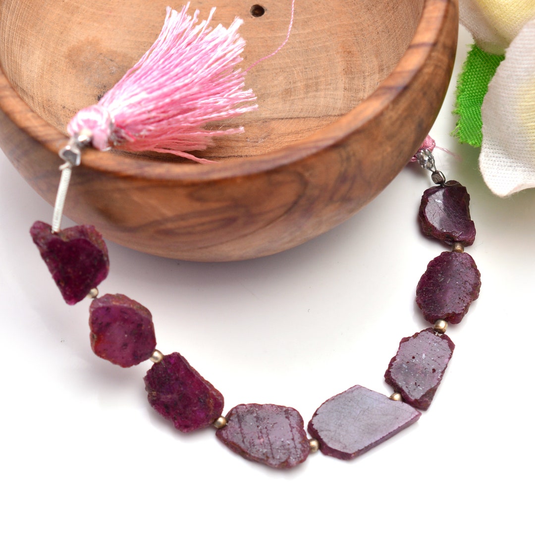Natural Enchanting Ruby Smooth Slices Beads, 4"inch Strand Natural ...