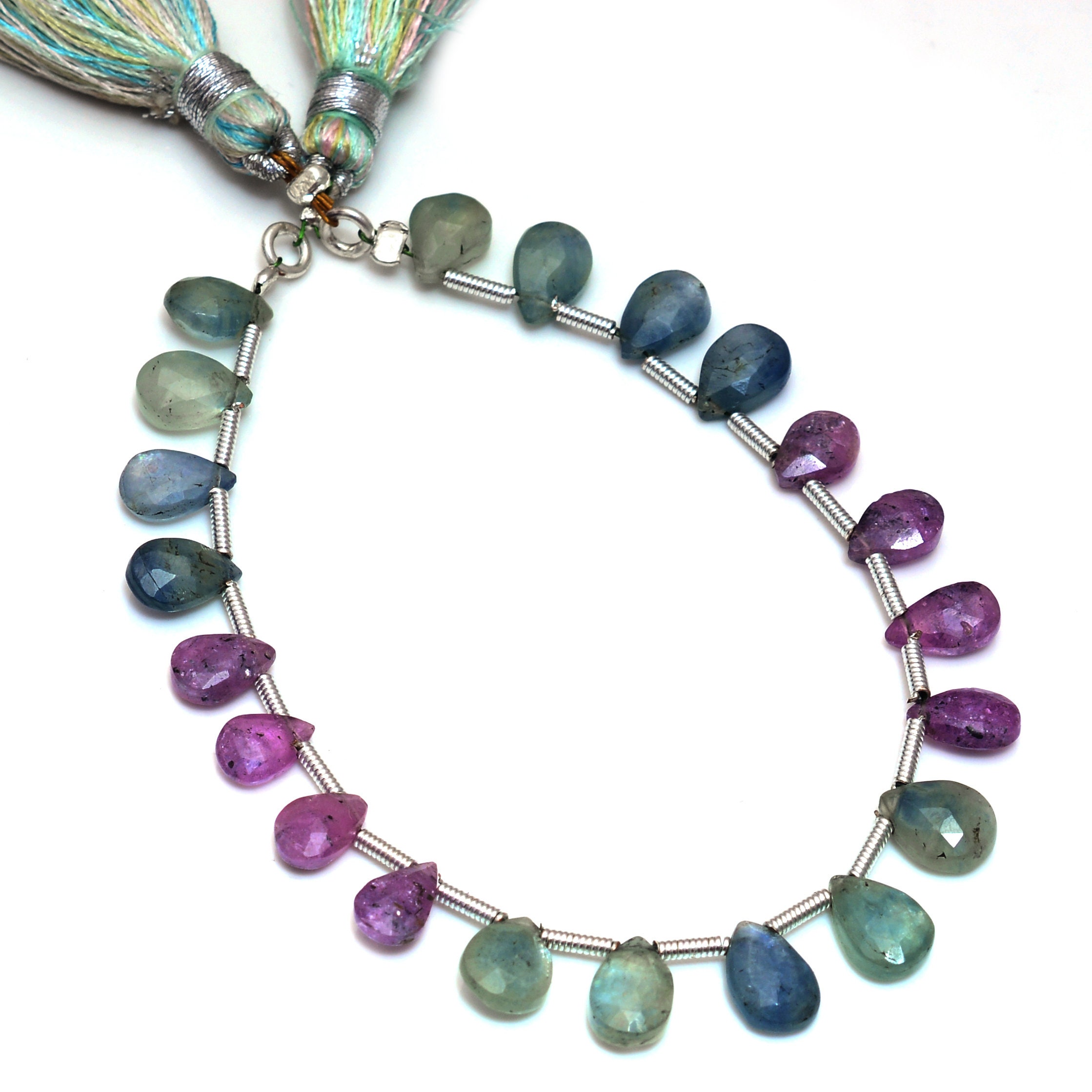 Rare Natural Multi Color Sapphire Faceted Pear Shape Briolettes 6 ...