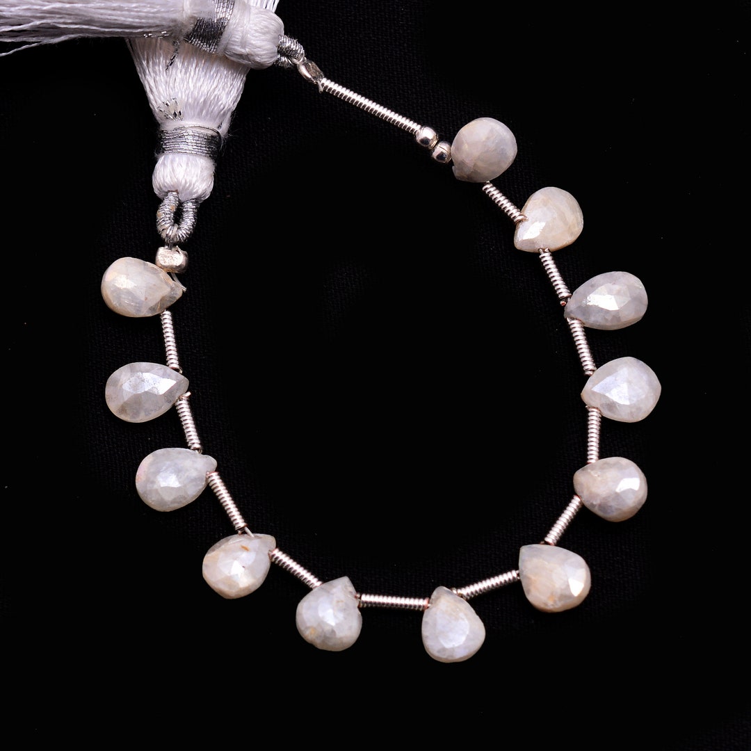 Natural White Silverite Pear Shape Faceted Beads for Making Jewelry 4 ...