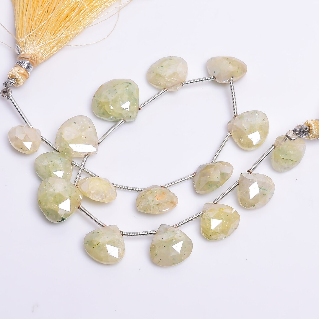 Natural Grapholite Yellow Color Heart Shape Gemstone Beads Strand 8x9 ...