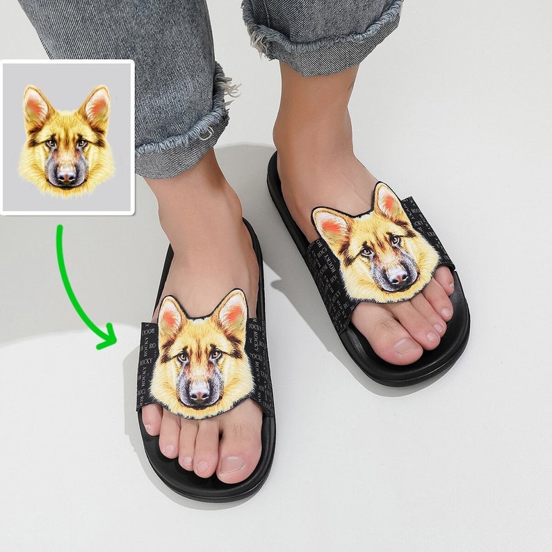 Custom Slides Sandals With Photo or Name of Dog Cat Company Logo Kids ...