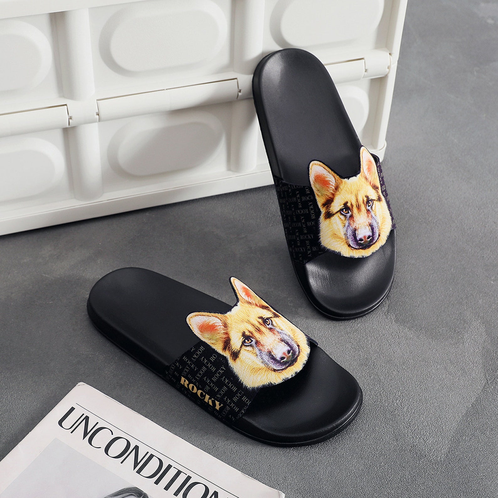 Custom Slides Sandals With Photo or Name of Dog Cat Company Logo Kids ...