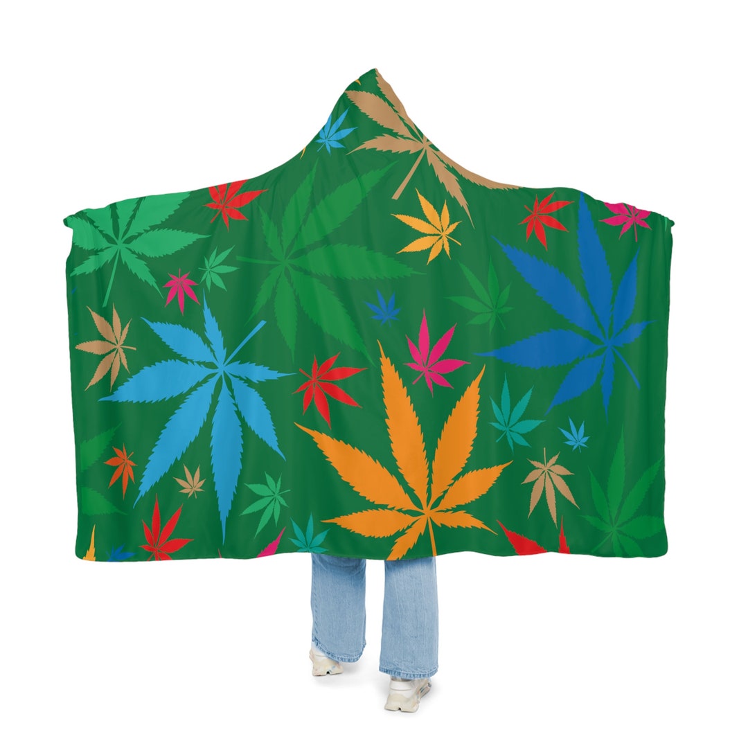Green Weed Blanket, Sherpa Hooded Blanket, Fleece Hooded Blanket ...
