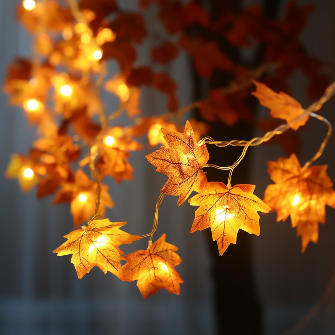 Fall Maple Leaves Pumpkin LED Fairy String Light Leaf Lamp - Etsy