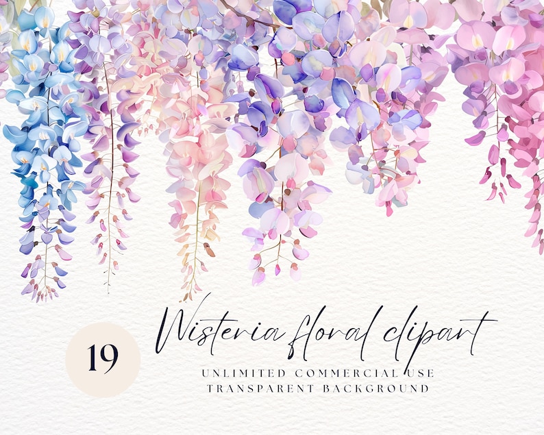Wisteria Clipart | Watercolor Clipart | Paper Crafts | Purple Flowers ...