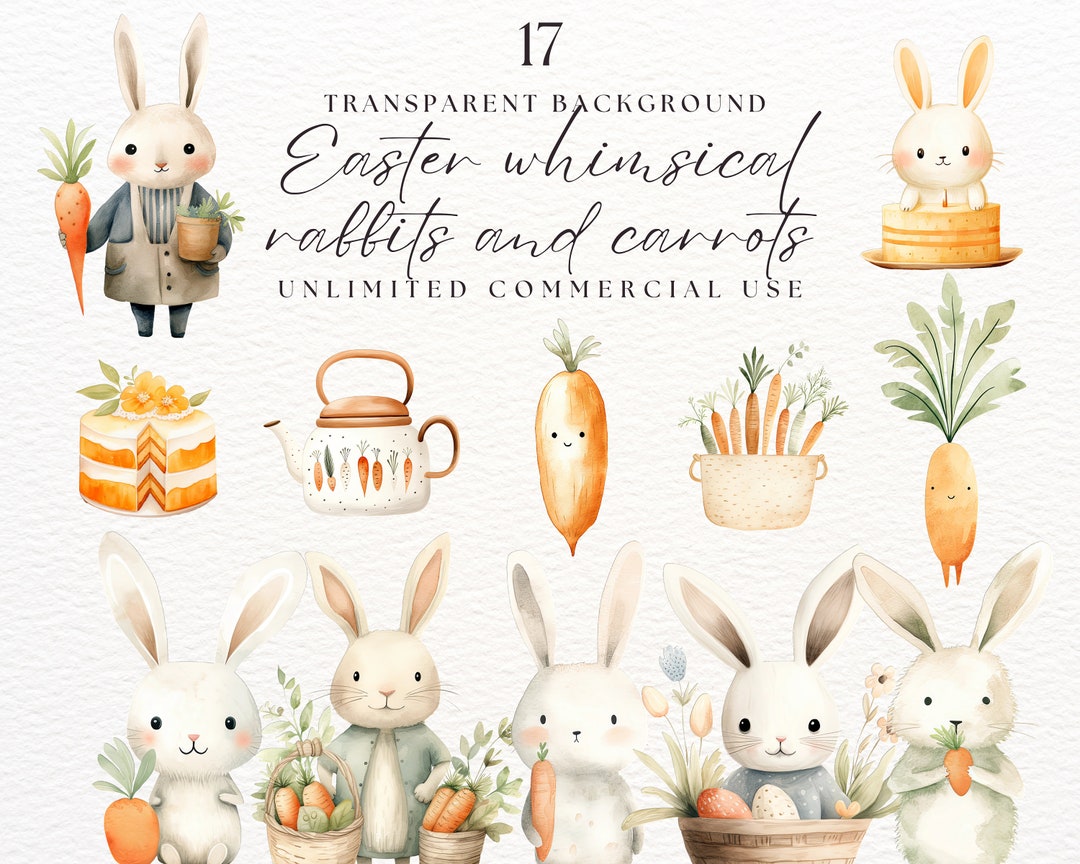 Easter Bunny Clipart | Spring Clipart | Easter Bunny Png | Carrot ...