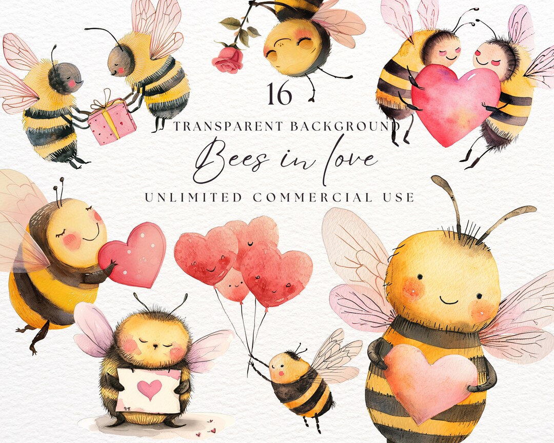 Bees Clipart, Bumble Bee Png, Happy Valentine's Day, Valentine Clip Art ...