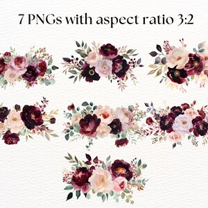 Watercolor Blush and Burgundy Floral Clipart | Fall Clipart | Free ...