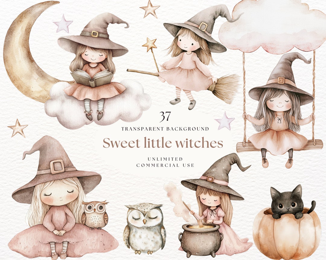 Witch Clip Art Png, Pastel Witchcraft Clip Art, Witchy Clipart, Full ...