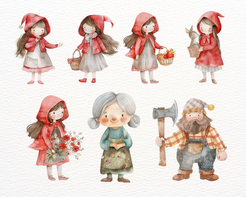Little Red Riding Hood Clipart, Little Red Riding Hood Graphic, Fairy ...
