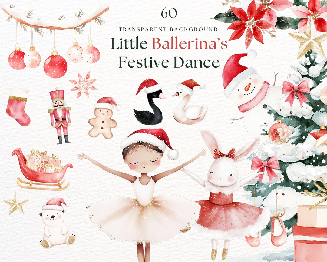 Watercolor Christmas Ballerina Clipart, Ballerina Princess, Nutcracker ...