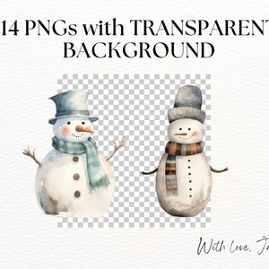 Christmas Snowman Watercolor Clipart | Digital Download | Snowman ...