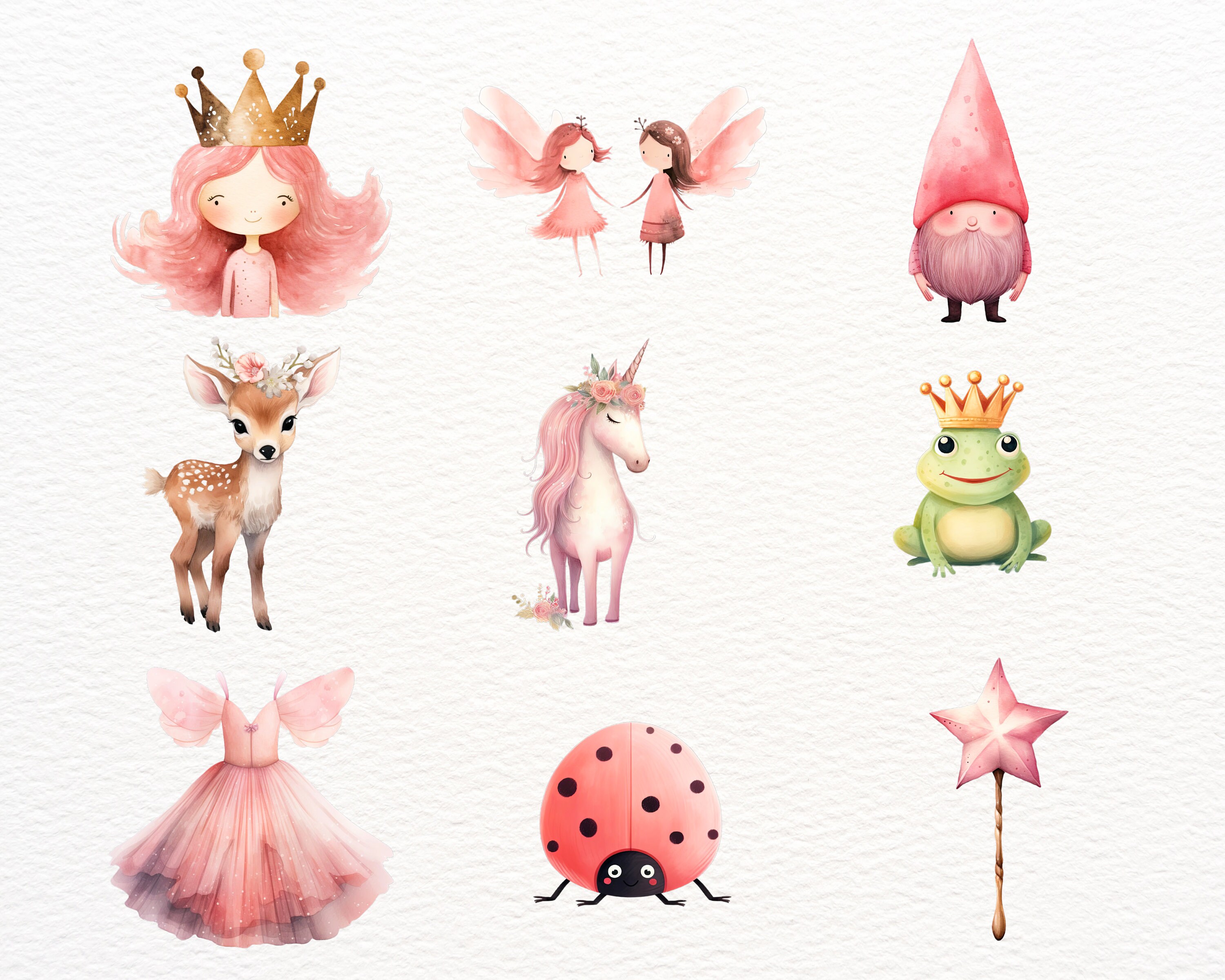 Fairy Garden Watercolor Clipart Pink Fairy Clipart Magical Fairy Garden ...
