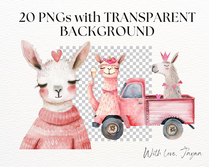 Llamas Clipart Valentine Llama Instant Download Llama Love Valentine ...